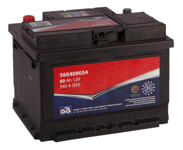 AD akumuliatorius 60ah 540A 242x175x175mm - Akumuliatorių parduotuvė